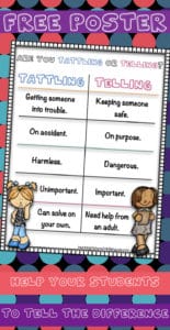 Tattling vs Telling Poster – Free SEL Visual for Conflict Resolution