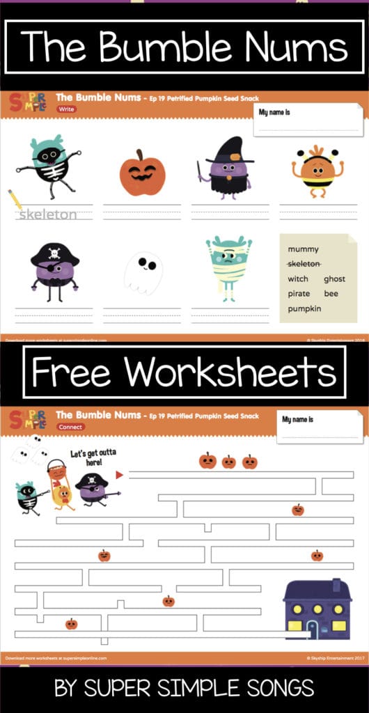 Bumble nums worksheets by Super Simple Songs - Creative Resources, Free ...