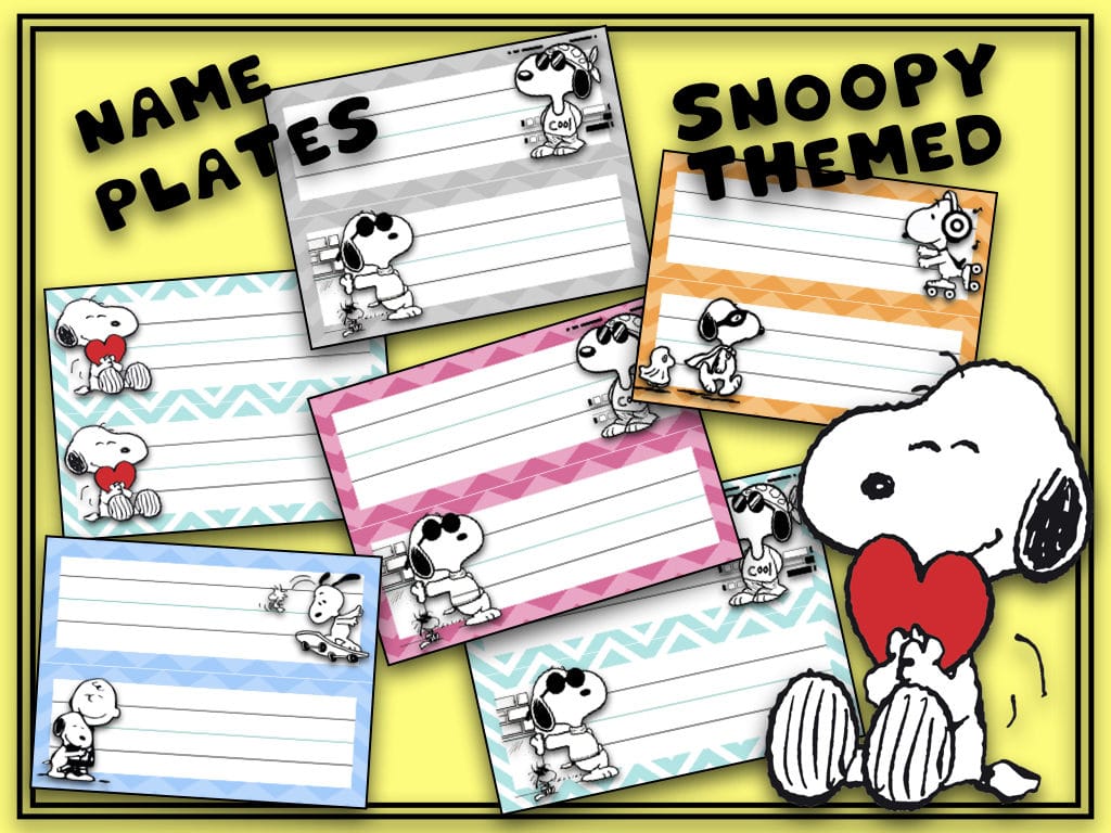Snoopy Name Plates – Printable Desk and Locker Tags for Kids