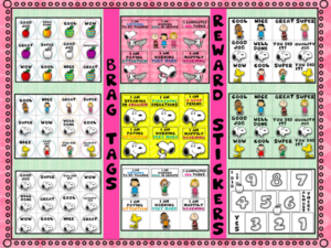 Snoopy Reward Stickers Set – 100+ Cute Stickers & Brag Tags
