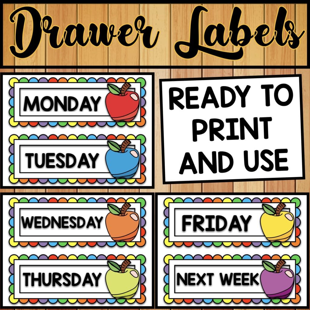 Days of the Week Drawer Labels. Perfect for organization