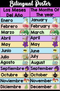 Spanish & English- Bilingual Months of the Year Poster + Activity ...