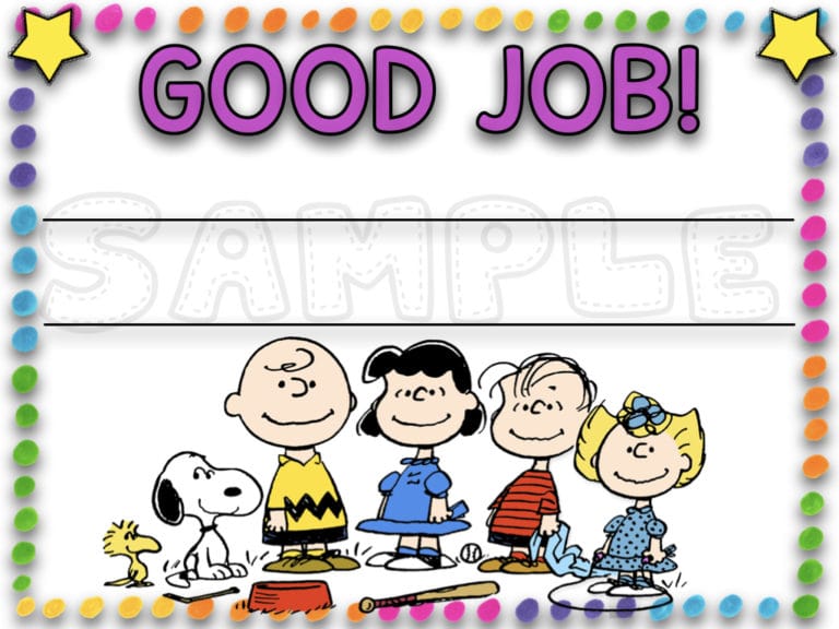 Snoopy Good Job Certificates – Editable Student Awards in PPT