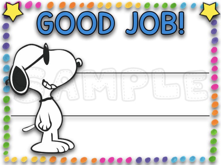 Snoopy Good Job Certificates – Editable Student Awards in PPT