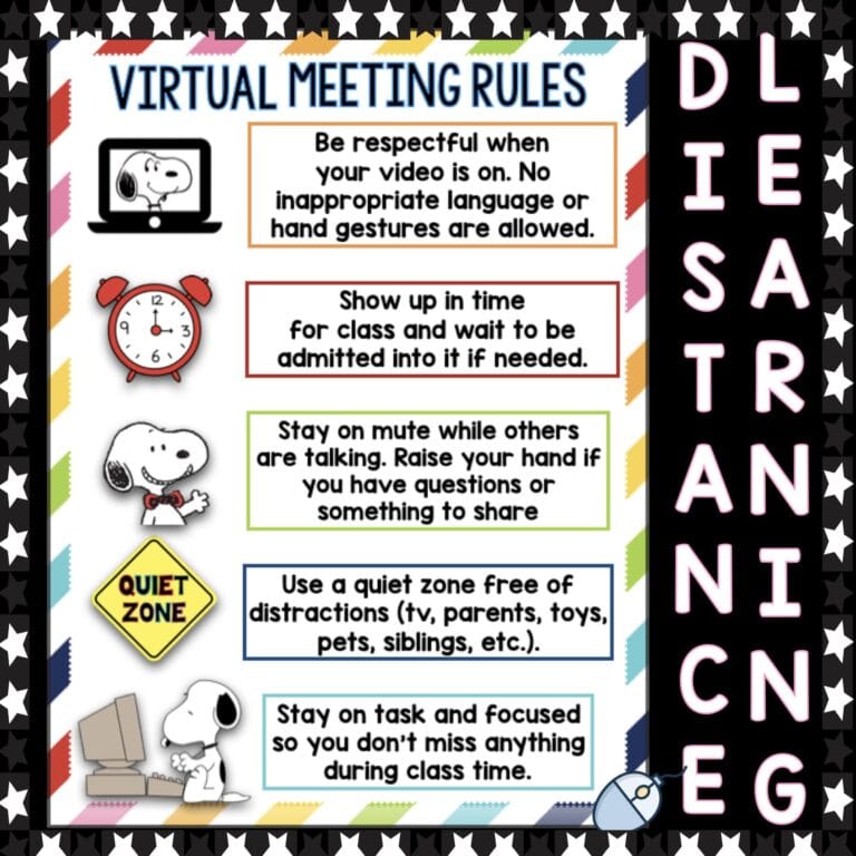 SNOOPY Classroom Rules Poster – Distance Learning Version