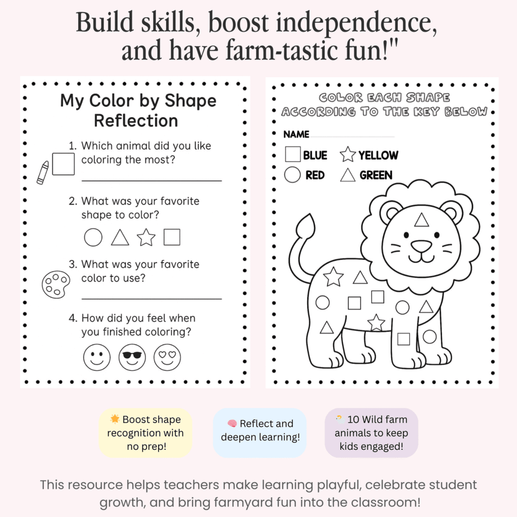 Color by Shape Farm & Jungle Animals BUNDLE - Creative Resources, Free ...