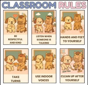 Classroom Rules Poster – Positive Behavior Visual for ESL & Primary ...